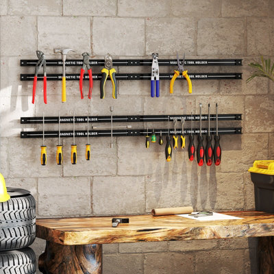 GAINOOM Set of 6 Magnetic Tool Holder Black Heavy-Duty Magnetic Bar ...