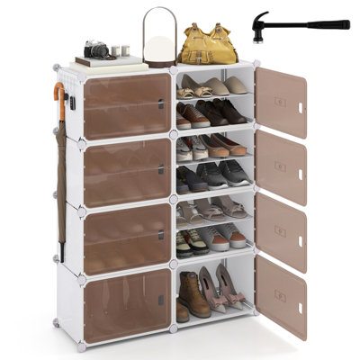 GAINOOM Shoe Rack 8 Tier Shoe Storage Cabinet 32 Pair Plastic Shoe ...
