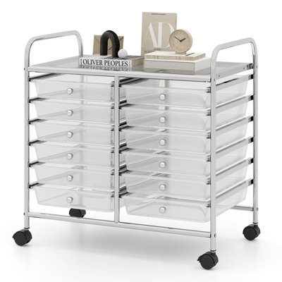 GAINOOM Transparent Storage Cart Multi-Purpose Utility Cart with Drawer