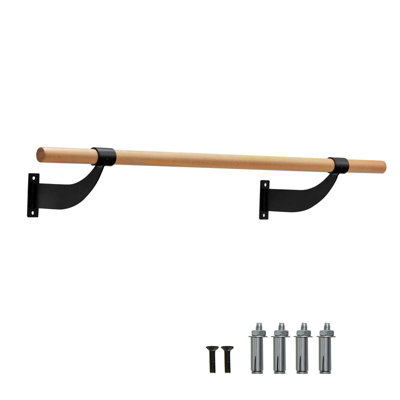 GAINOOM Wall-Mounted Black Ballet Barre 4 FT Single Ballet Bar Beech ...
