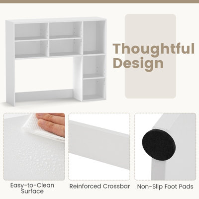 GAINOOM White Desktop Bookshelf Desk Hutch with 3 Adjustable Shelves
