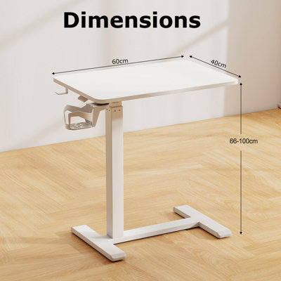 GAINOOM White Mobile Standing Desk Height Adjustable Overbed Bedside Table