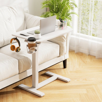 GAINOOM White Mobile Standing Desk Height Adjustable Overbed Bedside Table