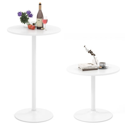 GAINOOM White Round Bistro Tables Convertible 57cm Bar Height Table ...