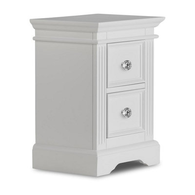 Gainsborough White 2 Drawer Hamptons Style Bedside Table with Crystal ...