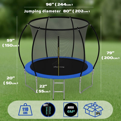 GALACTICA Trampoline 8FT with Enclosure Safety Net for Kids Toddler ...