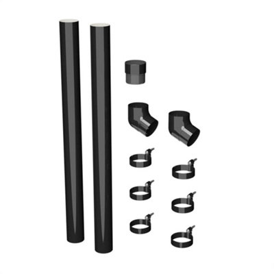 Galeco Round PVC Offset Downpipe Kit Black - 100mm Diameter