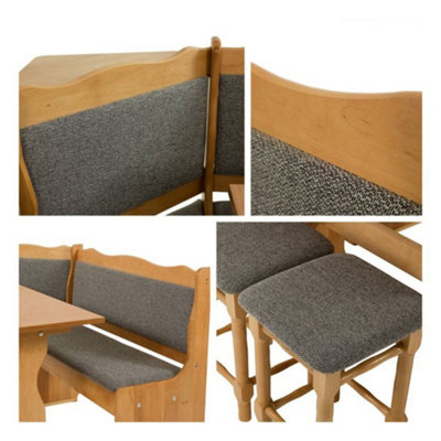 Galeria Kitchen Corner Dining Set with Storage Bench Table and 2 Stools ...