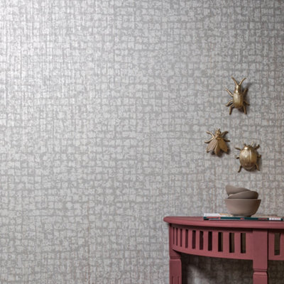 Galerie Adonea Zeus Silver Metallic Geometric 3D Embossed Wallpaper Roll