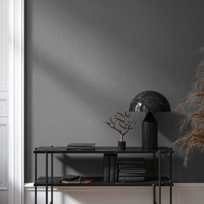 Galerie Air Collection Black Linen Effect Textured Wallpaper Roll