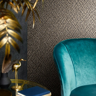 Galerie Air Collection Gold Metallic Crosshatch Effect Textured ...