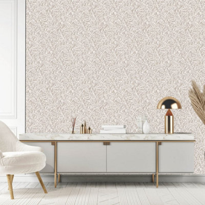 Galerie Air Collection White Leaves Sheen Textured Wallpaper Roll