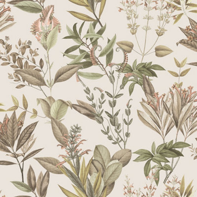 Galerie Botanica Pink Green Mystic Floral Smooth Wallpaper | DIY at B&Q