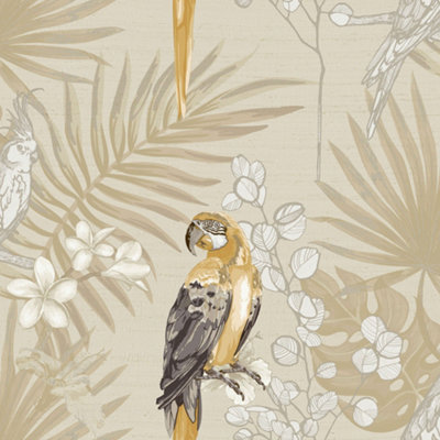 Gold Bird Wallpaper Wallpaper wall coverings B Q