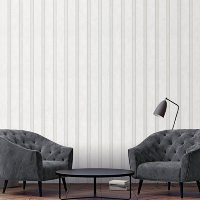 Galerie City Glam Off White Silver Striped Embossed Wallpaper | DIY at B&Q