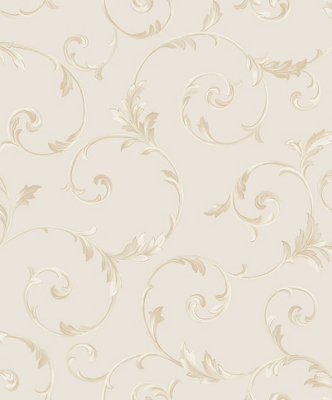 Galerie Classic Silks 4 Beige Scroll Wallpaper