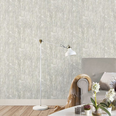 Galerie Classic Silks 4 Silver Grey Plaster Effect Wallpaper