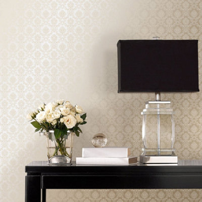 Galerie Classic Silks 4 White Mini Damask Wallpaper