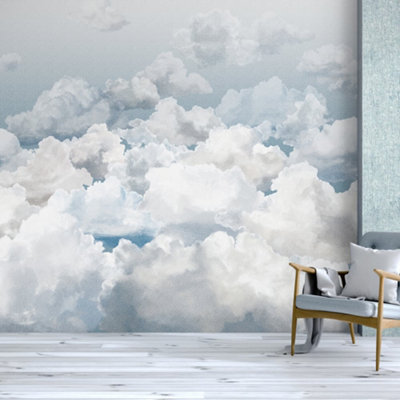 Galerie Crafted Blue Clouds 4-Panel Wall Mural