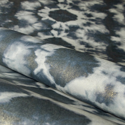 Galerie Crafted Blue Glimmery Batik Geometric Design Wallpaper Roll