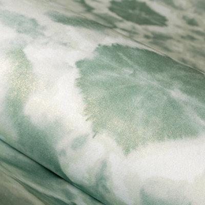 Galerie Crafted Green Glimmery Batik Geometric Design Wallpaper Roll