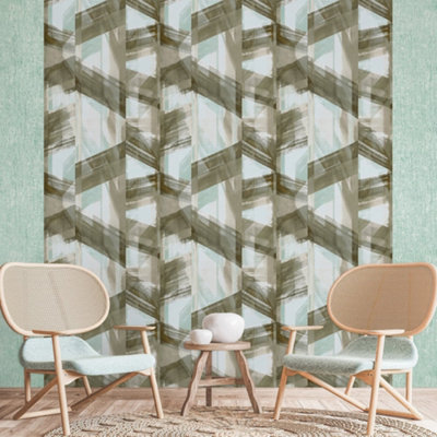 Galerie Crafted Green Glimmery Glaze Geometric Shards Design Wallpaper Roll
