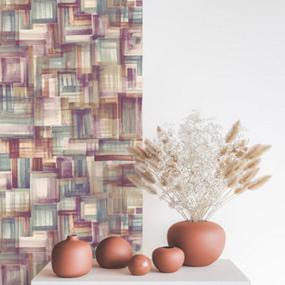 Galerie Crafted Pink Glimmery Brush Stroke Design Wallpaper Roll