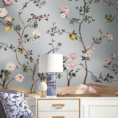 Galerie Daisy Bennett Grey Blossom Vinyl Mural