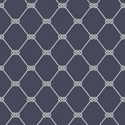 Galerie Deauville 2 Navy Blue White Nautical Rope Smooth Wallpaper