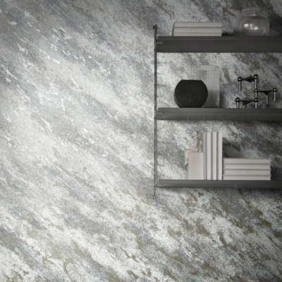 Galerie Eclectic Silver Grey Plaster Look Wallpaper