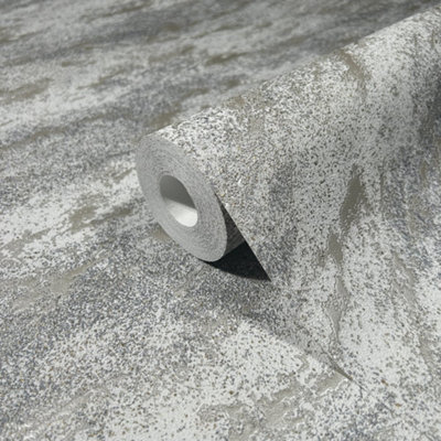 Galerie Eclectic Silver Grey Plaster Look Wallpaper