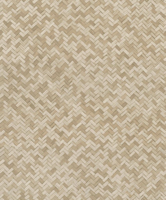 Galerie Eden Collection Beige Rattan Chevron Effect Wallpaper Roll
