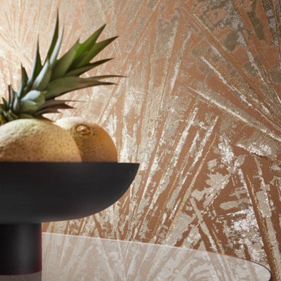 Galerie Energy Collection Metallic Gold Fan Palm Effect Wallpaper Roll