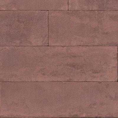 Galerie Exposed Rustic Red Concrete Blocks Smooth Wallpaper | DIY at B&Q