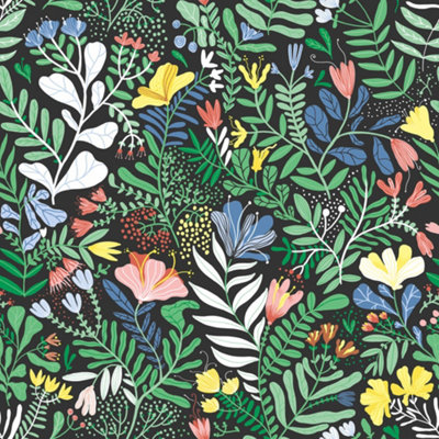Galerie Fagring Floral Black Wallpaper