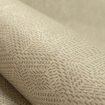 Galerie Feel Beige Glittery Greek Tile Wallpaper Roll