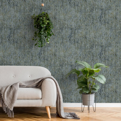 Galerie Feel Blue Metallic Bark Wallpaper Roll