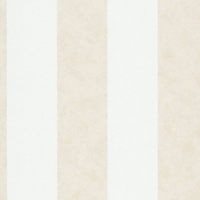 Galerie Flora White Thick Stripe Wallpaper | DIY at B&Q
