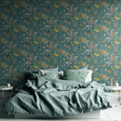 Galerie Flourish Blue Floral Wallpaper FL61123