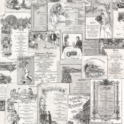 Galerie Fresh Kitchens 5 Silver Grey Vintage Menu Smooth Wallpaper