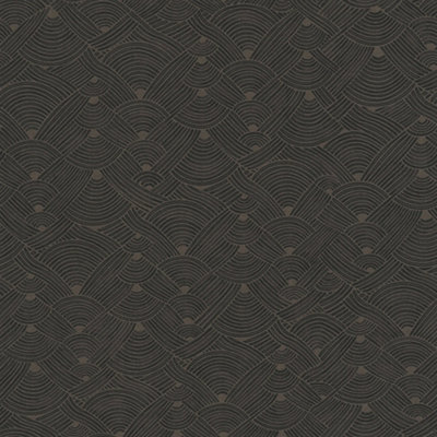 Galerie Fusion Brown Geo Swirl Motif Wallpaper