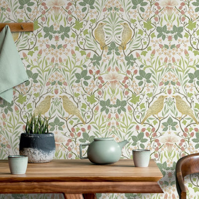 Galerie Heritage Green Summer Garden Floral Wallpaper Roll | DIY at B&Q