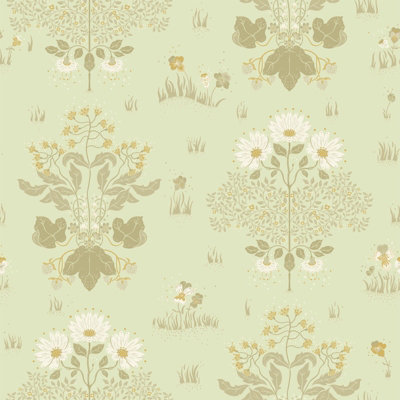 Galerie Hjarterum Collection Sage Green Edla Wild Flower Field A4 ...