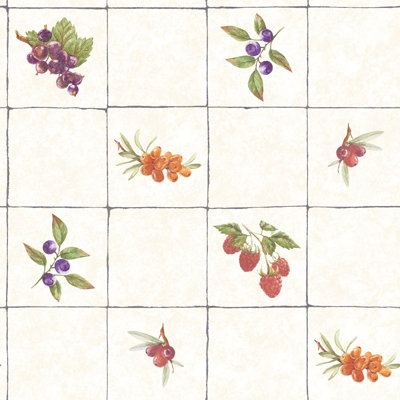 Galerie Just Kitchens Beige Fruit Tile A4 Wallpaper Sample