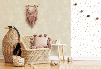 Galerie Little Explorers 2 Beige Stars A4 Wallpaper Sample