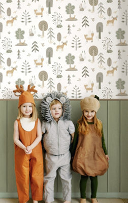 Galerie Little Explorers 2 Green Country Animals Wallpaper Roll