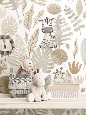 Galerie Little Explorers 2 Silve Savannah Jungle Wallpaper Roll