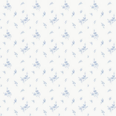 Galerie Miniatures 3 Blue White Small Floral Sprig Smooth Wallpaper