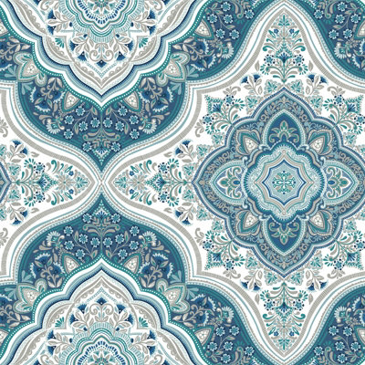 Galerie Mulberry Tree Blue White Floral Pattern A4 Wallpaper Sample