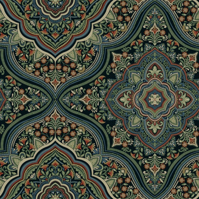 Galerie Mulberry Tree Green Multicoloured Floral Pattern Wallpaper Roll